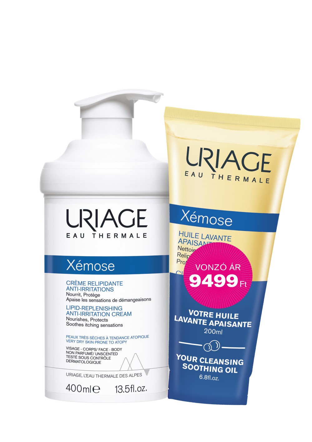 URIAGE XÉMOSE krém 400 ml + XÉMOSE olajtusfürdő 200 ml - med
